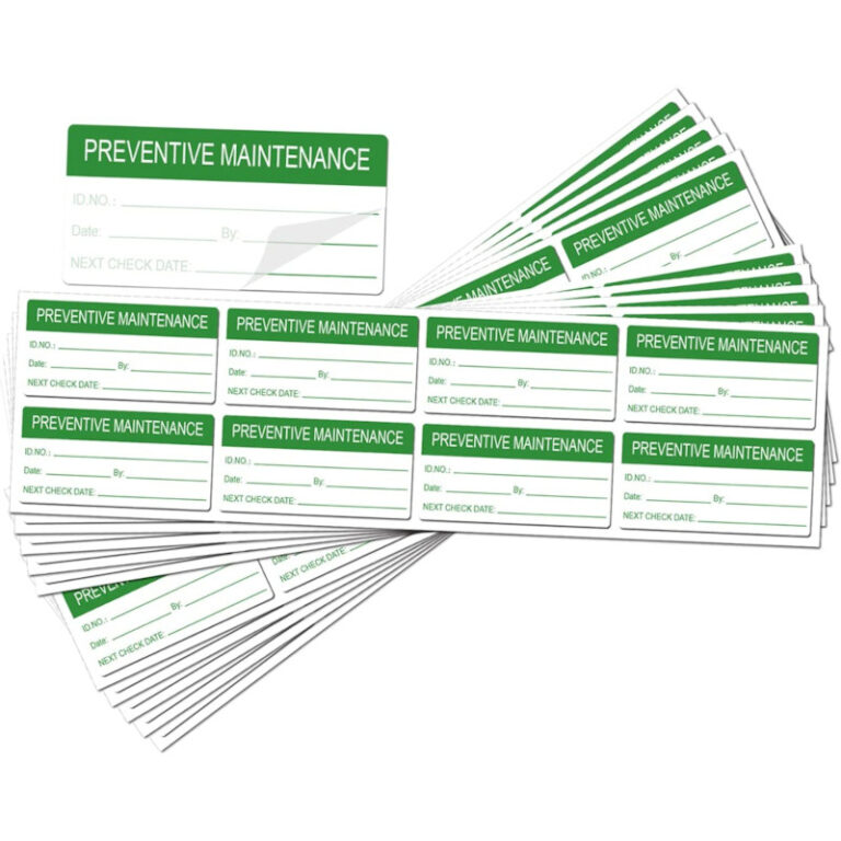 Preventative Maintenance Stickers, 180 Pcs – MP Source
